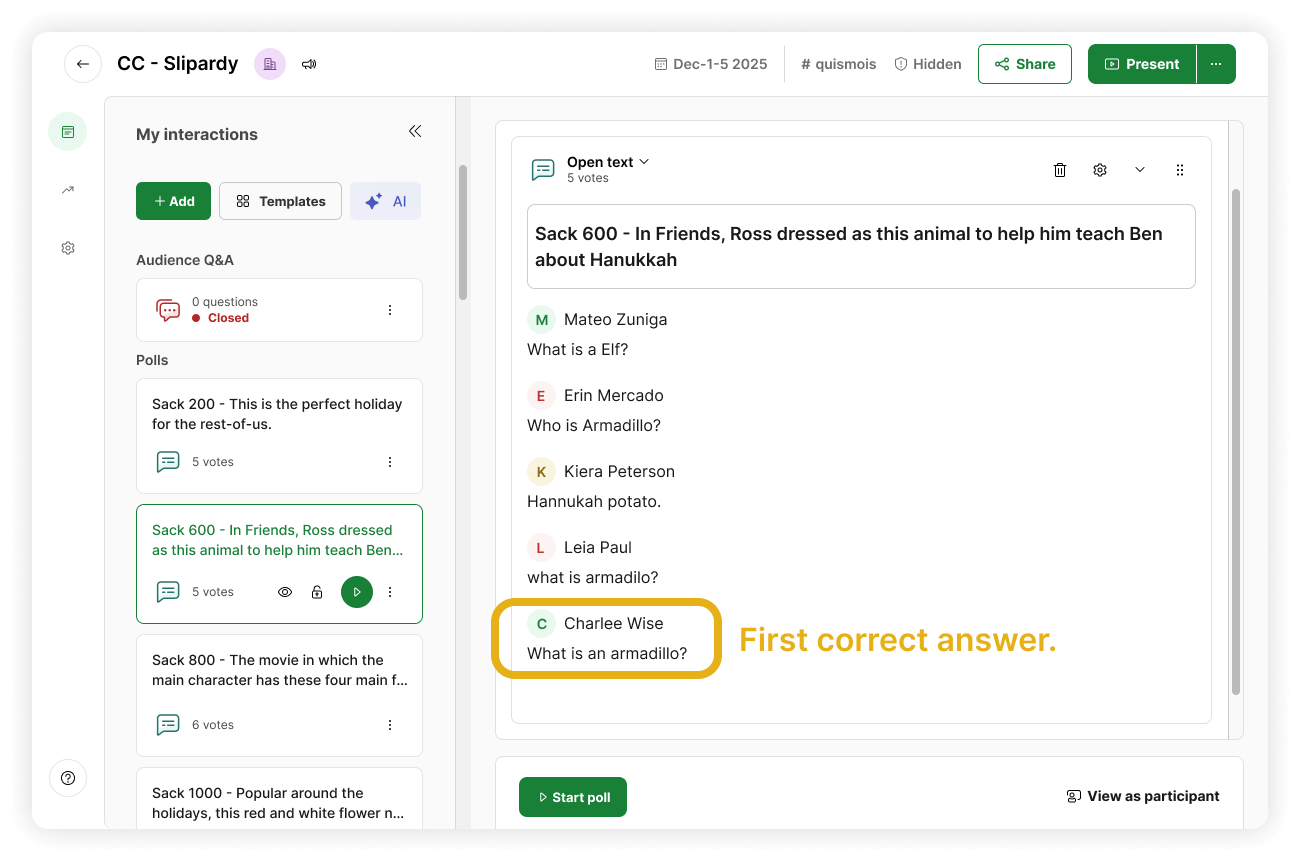 How to run a Jeopardy-style trivia presentation using Slido